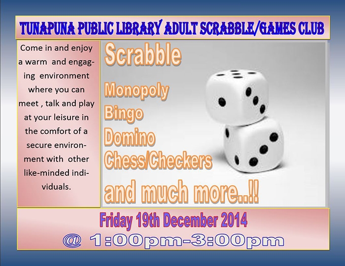 Tunapuna Public Library Adult Scrabble/Games Club ID 12798